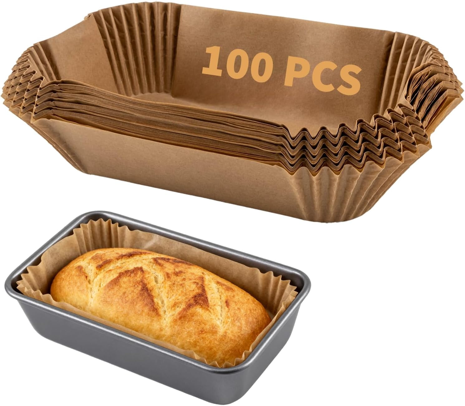 100 Pcs Loaf Pan Liners for Baking Bread 9x5 Inch, Disposable Non-Stick ...