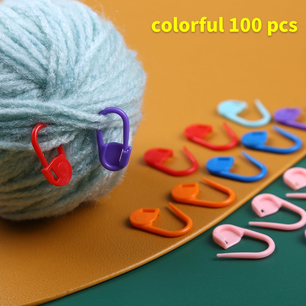 100 Pcs Locking Stitch Markers Colorful Plastic Knitting Counter ...