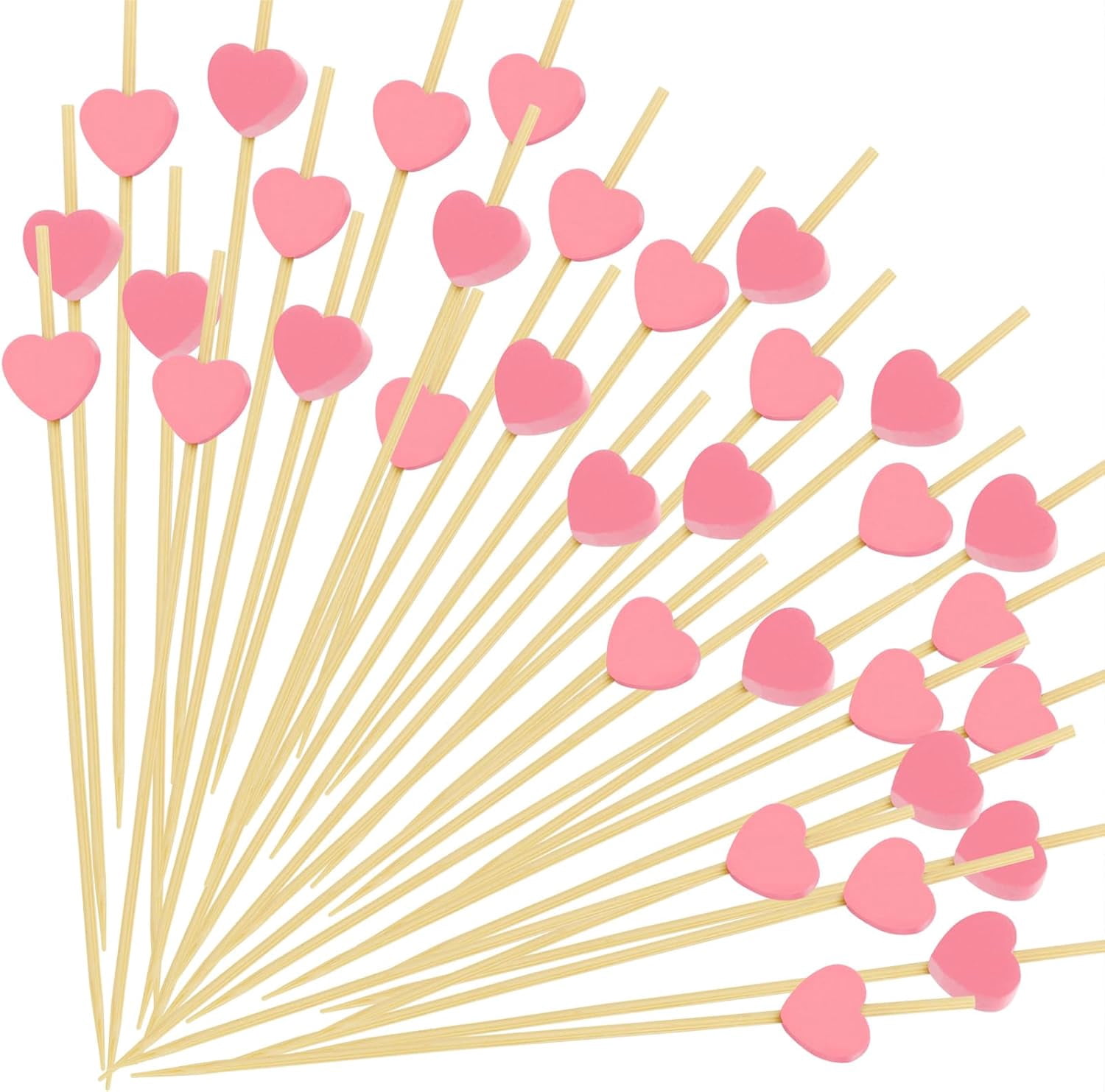 100 Pcs Love Heart Cocktail Picks,4.7 Inch Long Bamboo Fancy Toothpicks ...