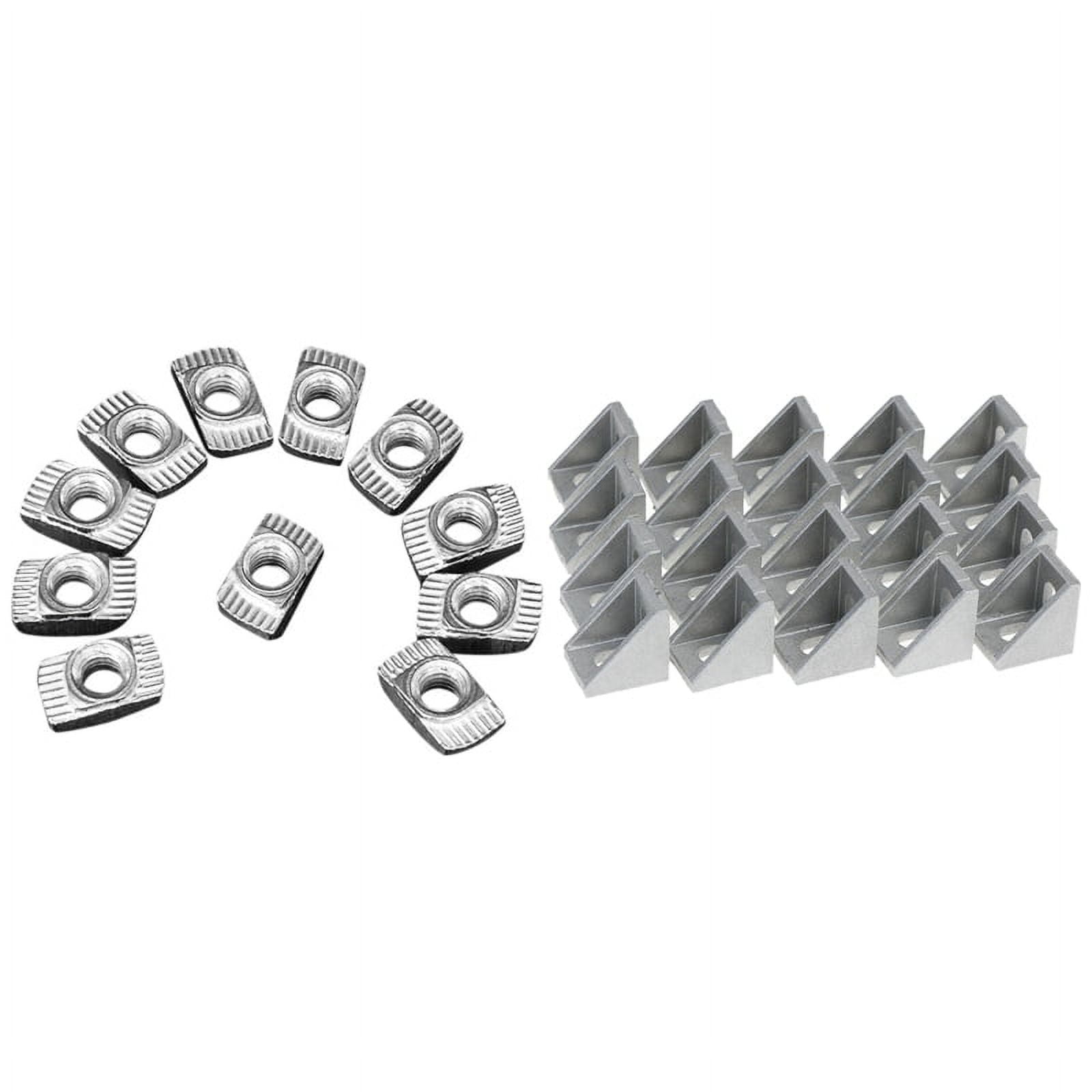 100 Pcs M5 Hammer Nut Connector T Fastener Sliding Nut & 20Pcs Corner ...