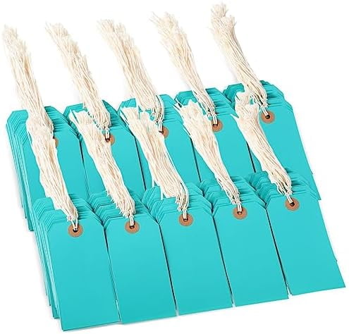 100 Pcs Manila Shipping Tags Blank with Wire Inventory Blue Luggage ...