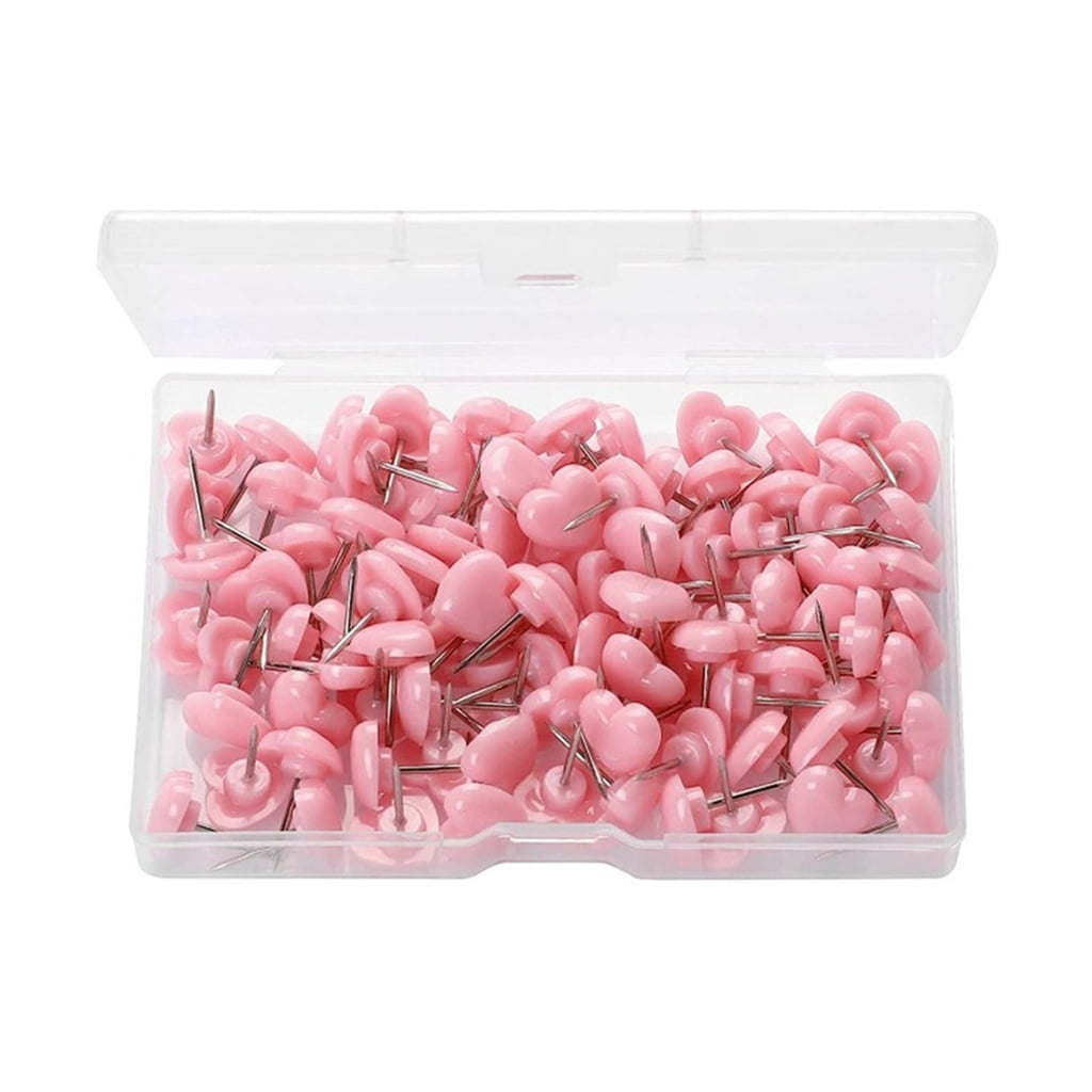 100 Pcs Map Heart Push Pins Heart Push Pins Decorative Pushpins ...