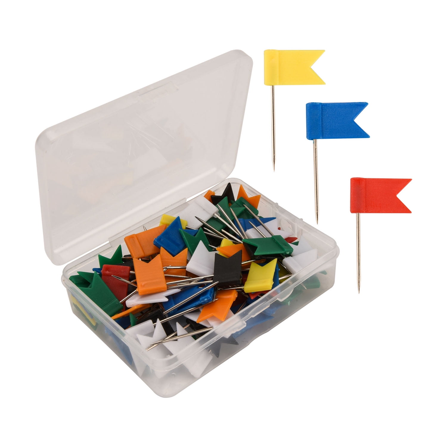 100 Pcs Map Push Pins, Map Flag Push Tacks, Assorted 7 Colors - Walmart.com
