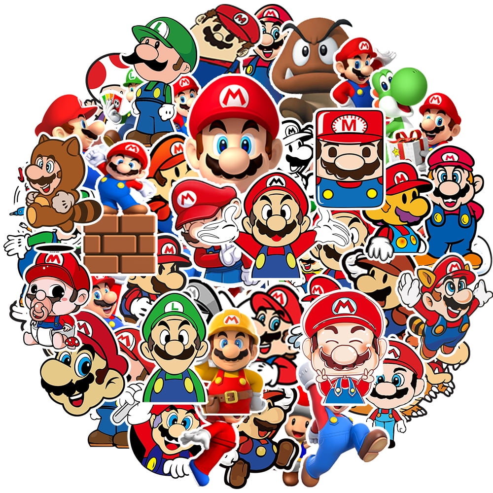 100 Pcs Mario Sticker Stickers Mixed Pack,Cartoon Characters Stickers ...