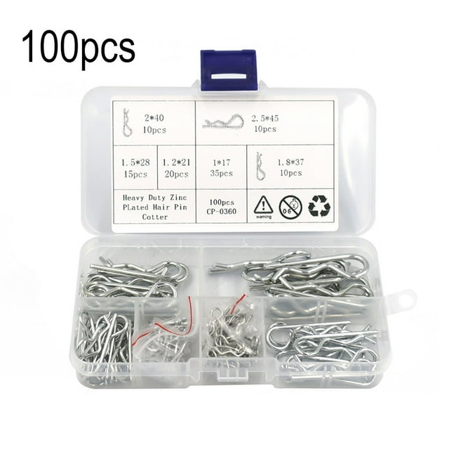 100 Pcs Mechanical Hitch Hair R Cotter Pin Tractor Clip Assortment Set ...