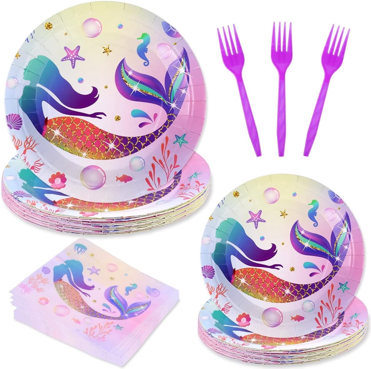 200 Pcs Mermaid Birthday Party Decorations, Mermaid Party Supplies ...