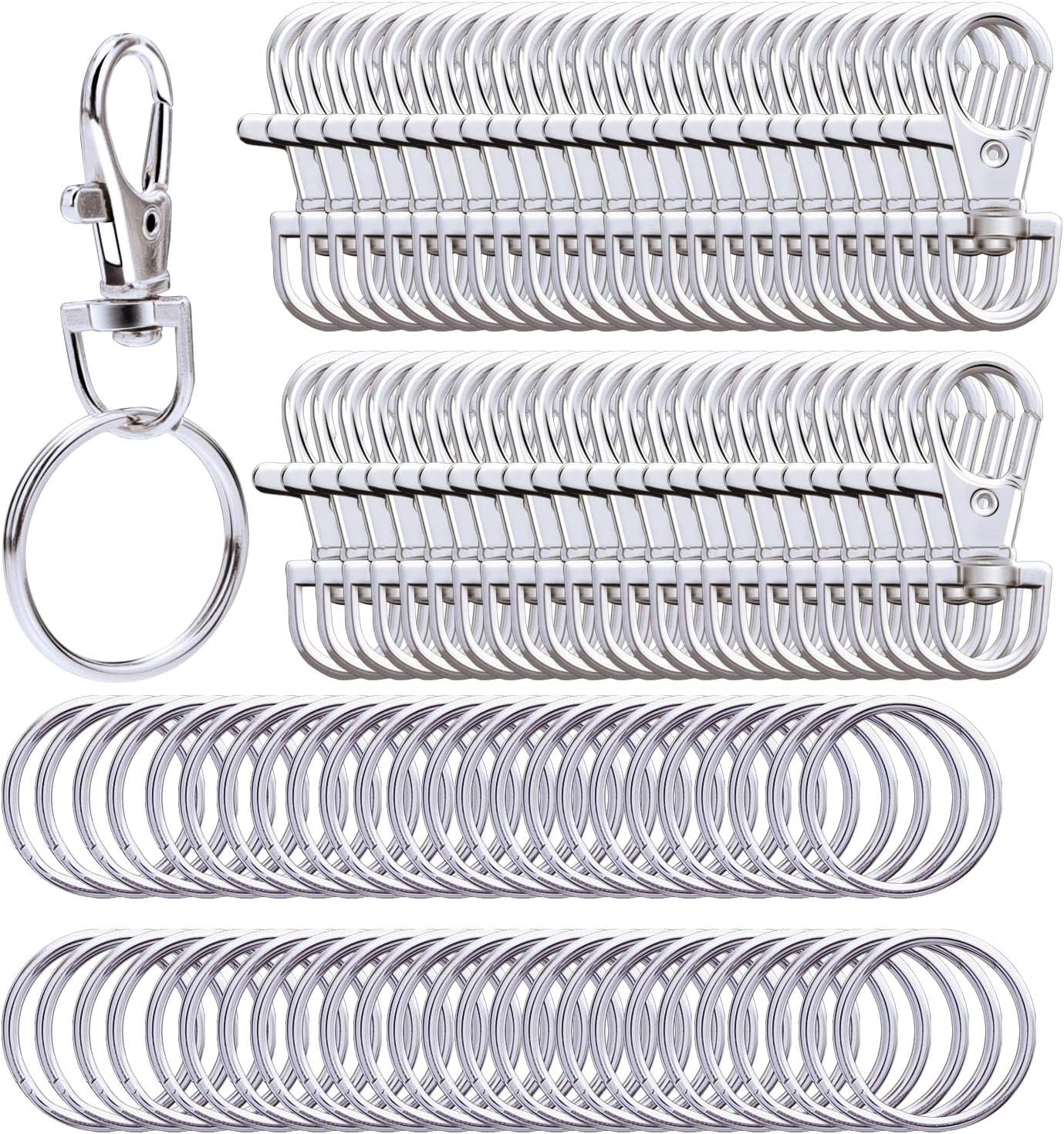 100 Pcs Metal Swivel Lanyard Snap Hooks, Split Key Rings Chain Hook, 50 ...