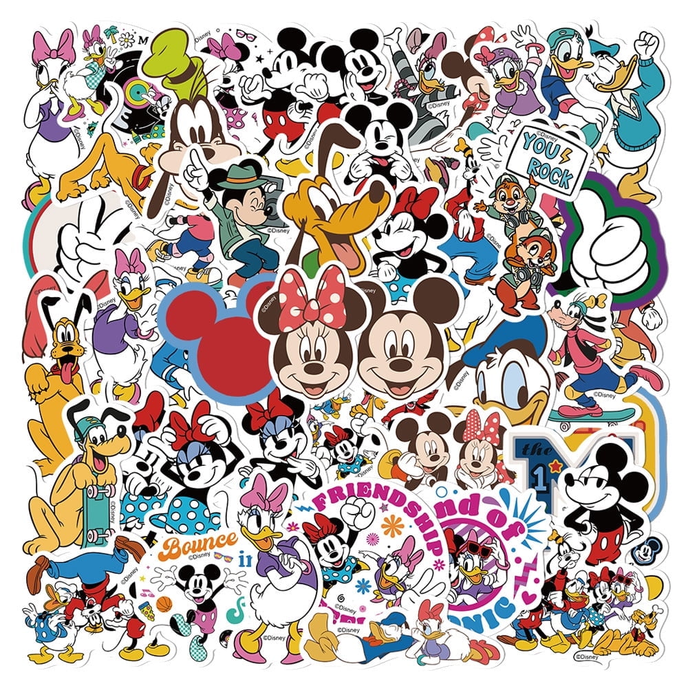 100 Pcs Mickey Stickers Anime Stickers Cartoon Waterproof Stickers for ...