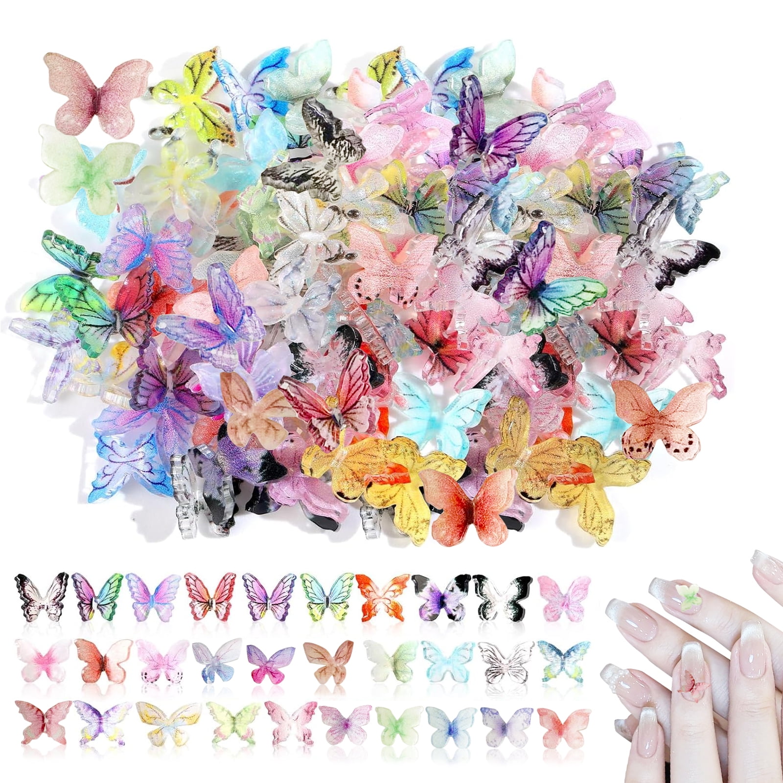 100 Pcs Micro Resin Butterflies, Dollhouse Miniature Tiny Butterflies ...