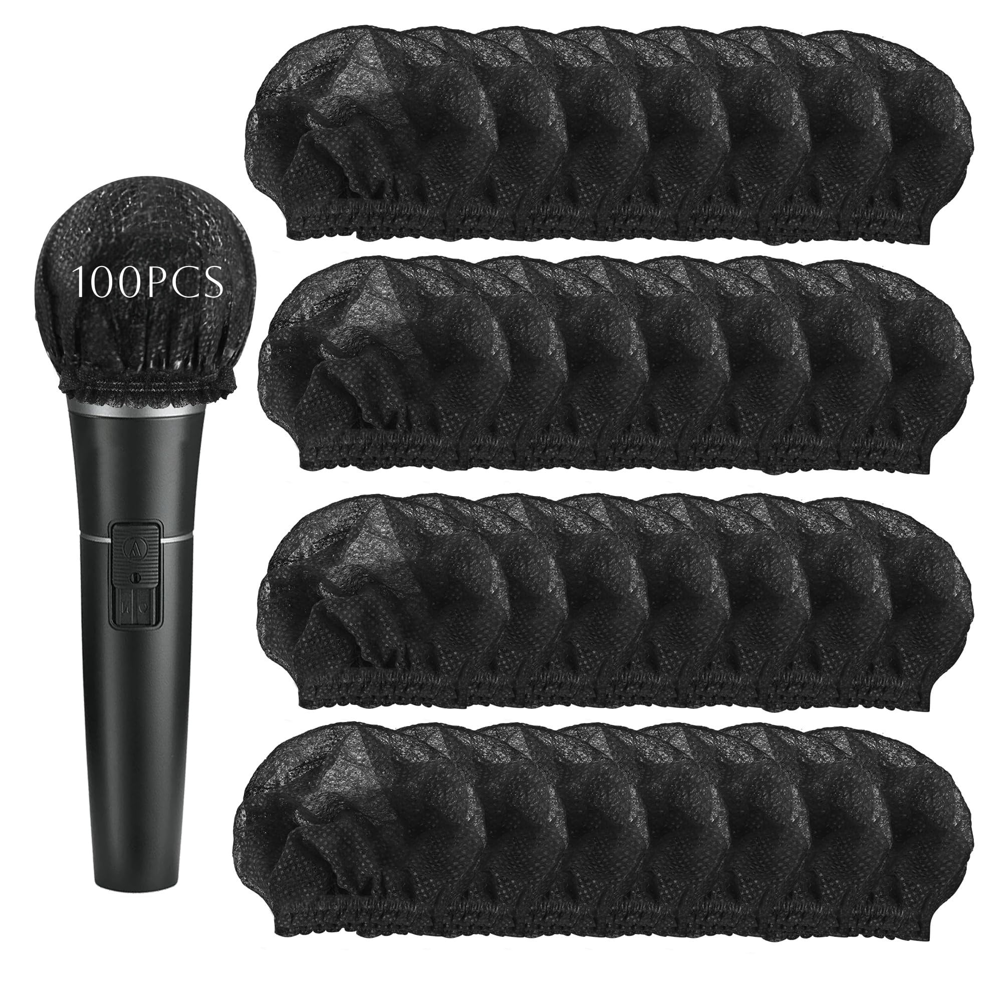 100 Pcs Microphone Covers Disposable 2.6in Elastic Microphone ...
