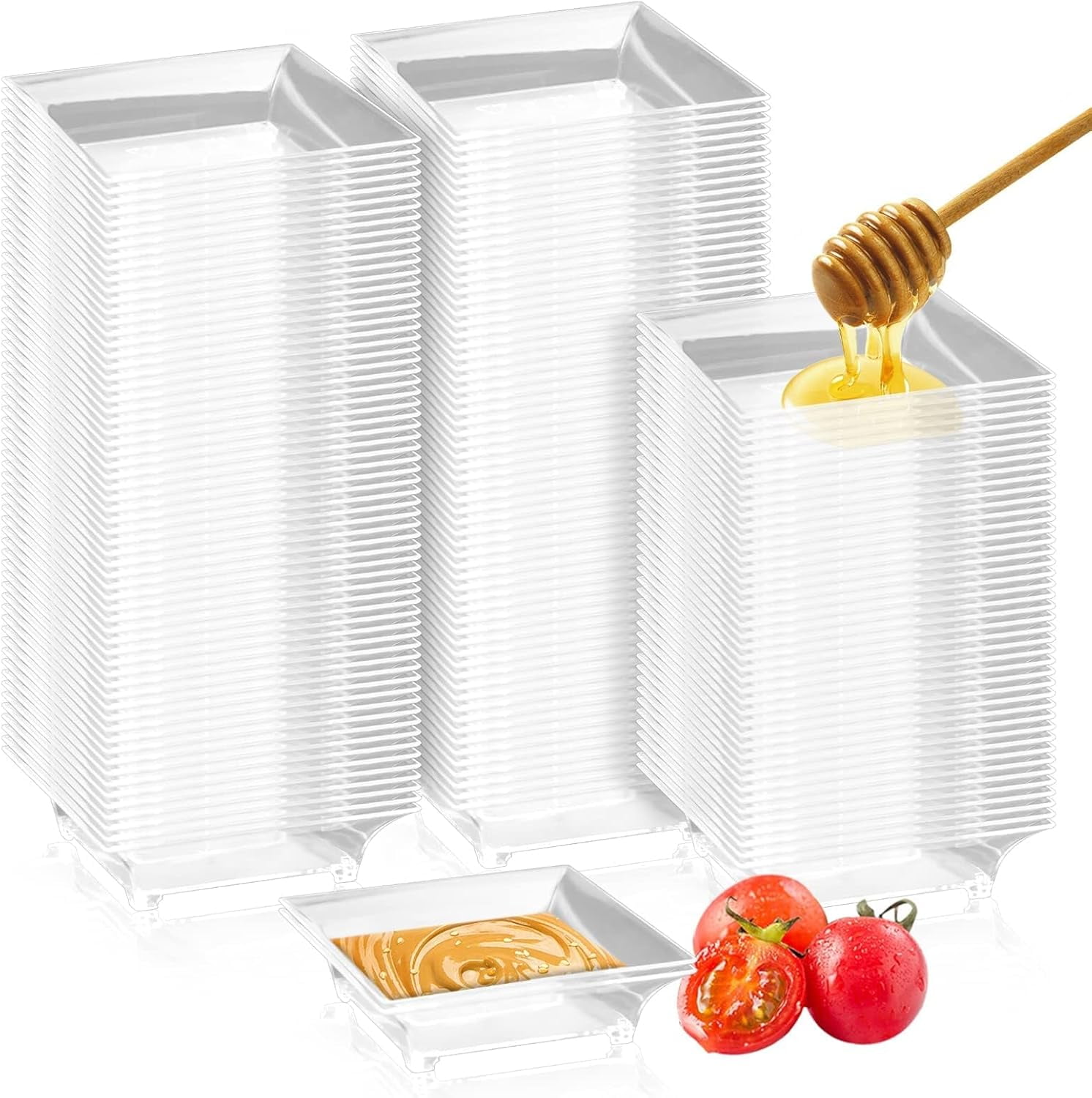 PHYSUN-100 Pcs Mini Dessert Plates, 2.4'' Clear Disposable Small ...