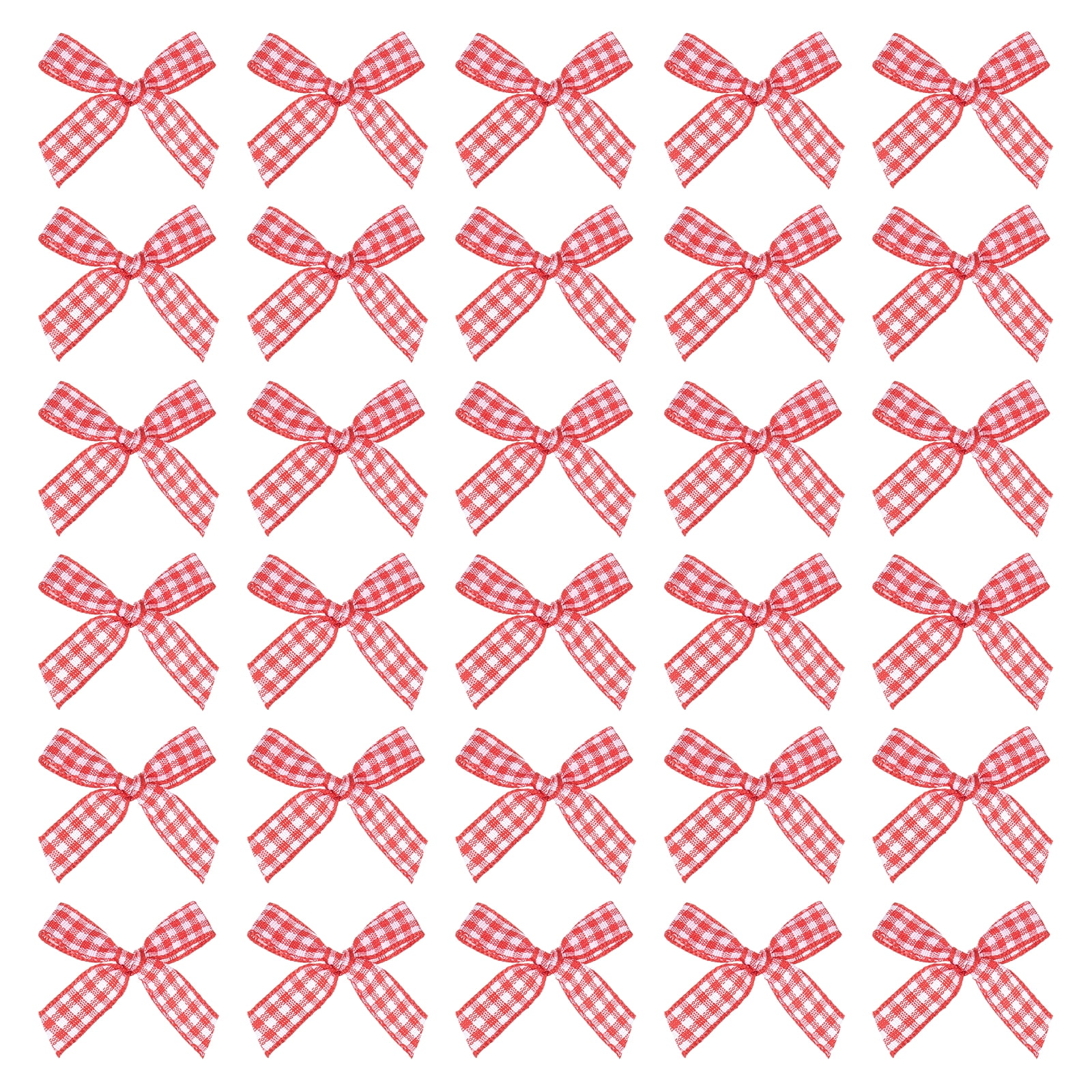 100 Pcs Mini Gingham Ribbon Bows for Craft DIY Cake Sewing Wedding ...
