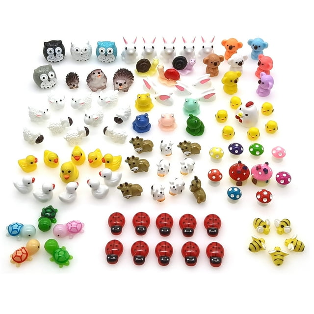 100 Pcs Mini Resin Animals Figures, Mixed Tiny Plastic Animals ...