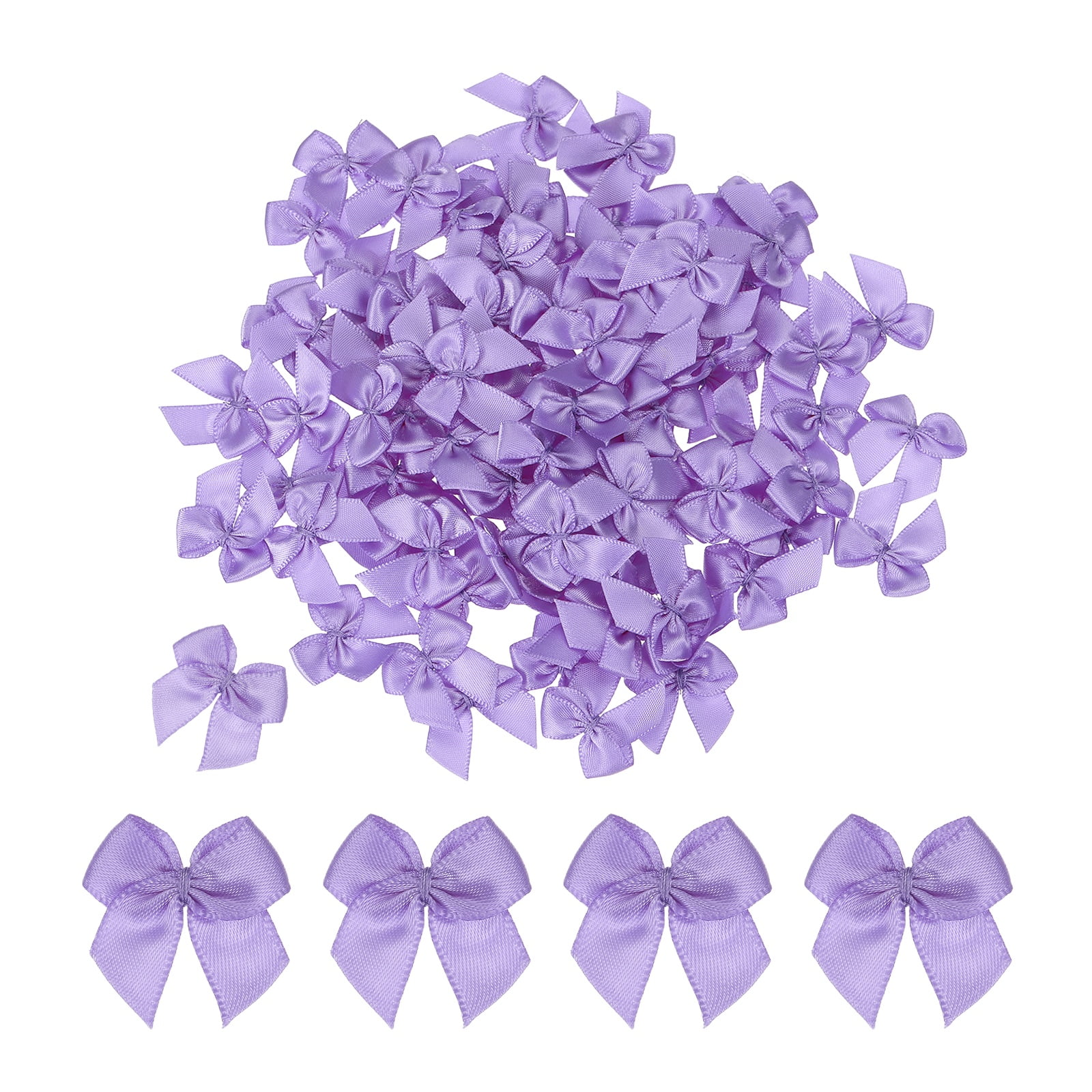 Uxcell 100 Pcs Mini Ribbon Bow 1" Mini Fabric Satin Ribbon Flower Bows ...
