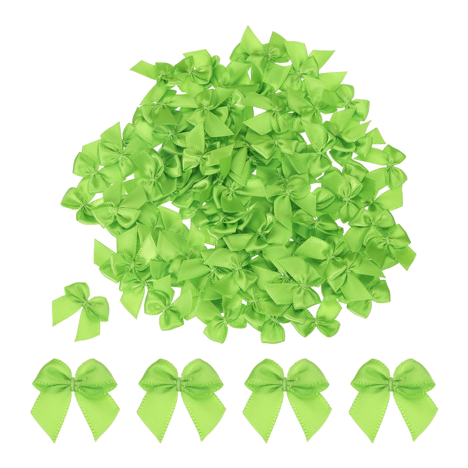 100 Pcs Mini Ribbon Bow 1" Mini Fabric Satin Ribbon Flower Bows for ...