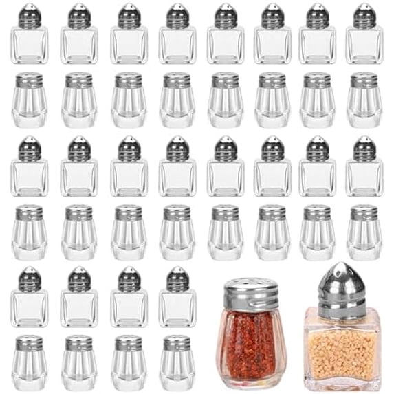 100 Pcs Mini Salt and Pepper Shakers 0.5 Oz, Small Bulk Cube Glass ...