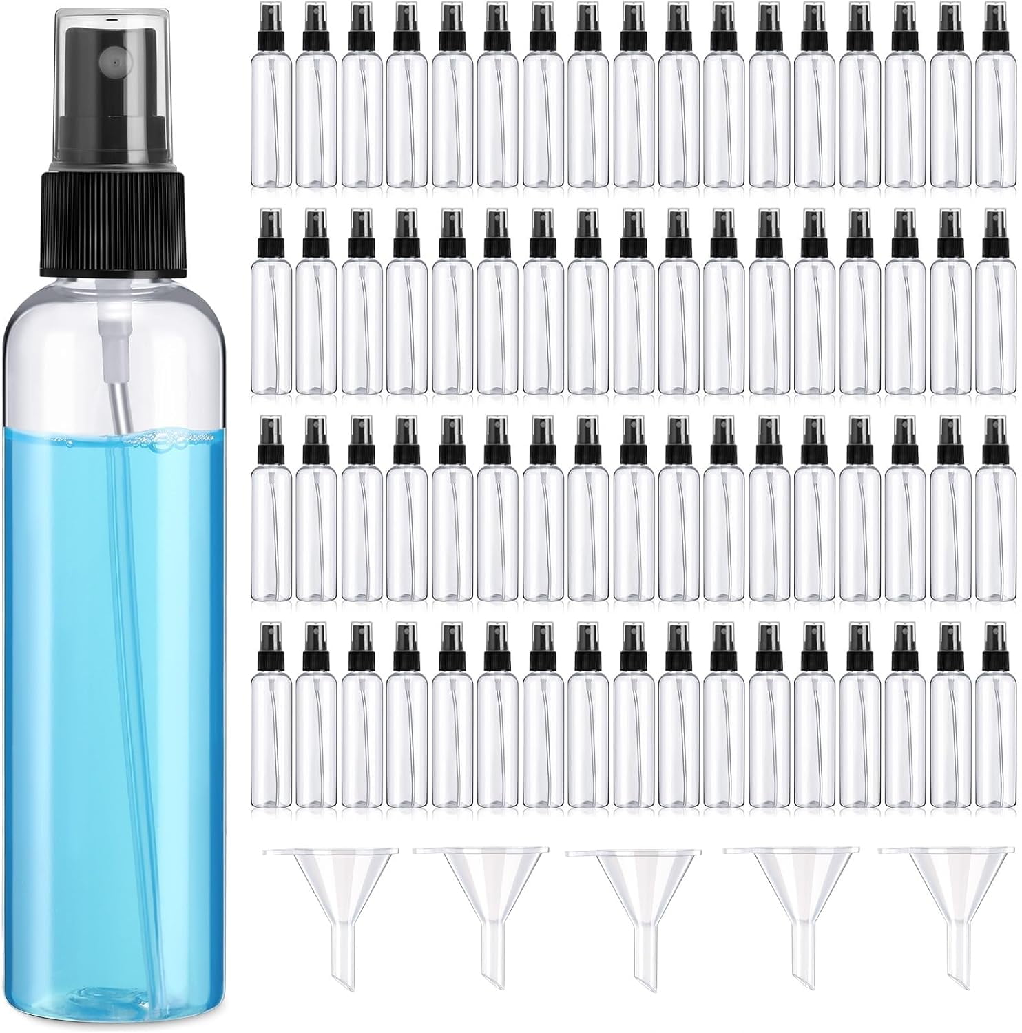 100 Pcs Mini Spray Bottles 4 oz Clear Alcohol Spray Bottles with 5 Pcs ...