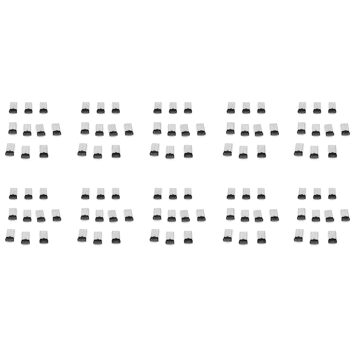 100 Pcs Mini USB Type B Plug Male 180 Degree 5-Pin SMD Solder Connector ...