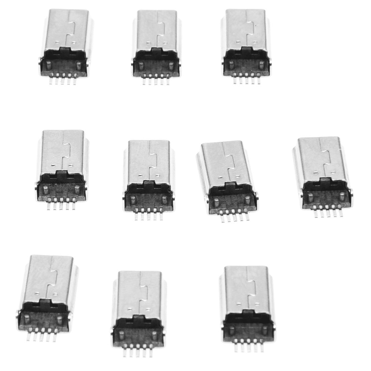 100 Pcs Mini USB Type B Plug Male 180 Degree 5-Pin SMD Solder Connector ...