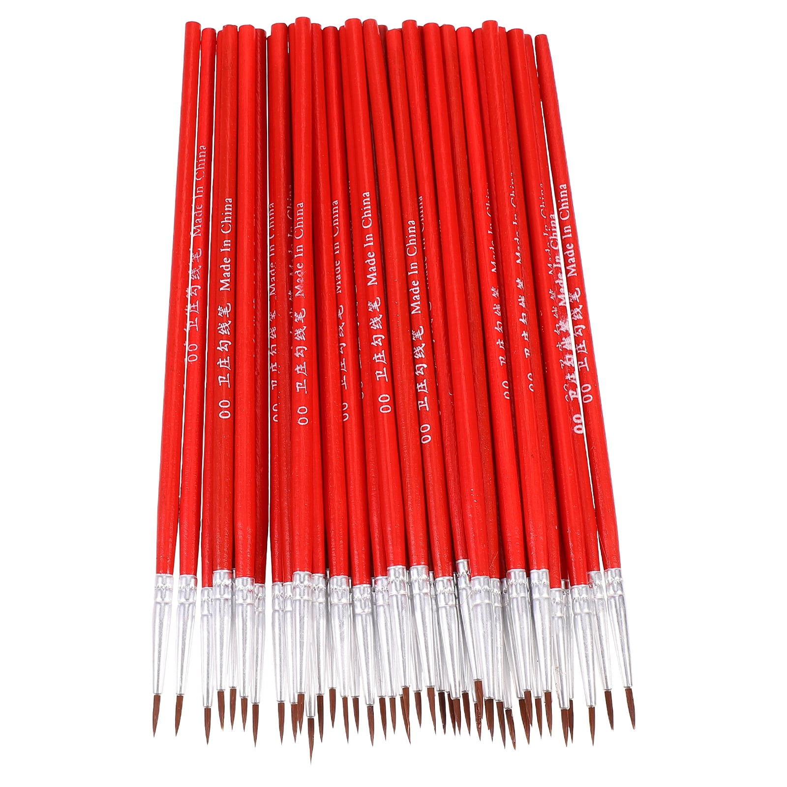 100 Pcs Miniature 00 Hook Line Pen Oil Paint Brushes 16X0.3cm Red ...