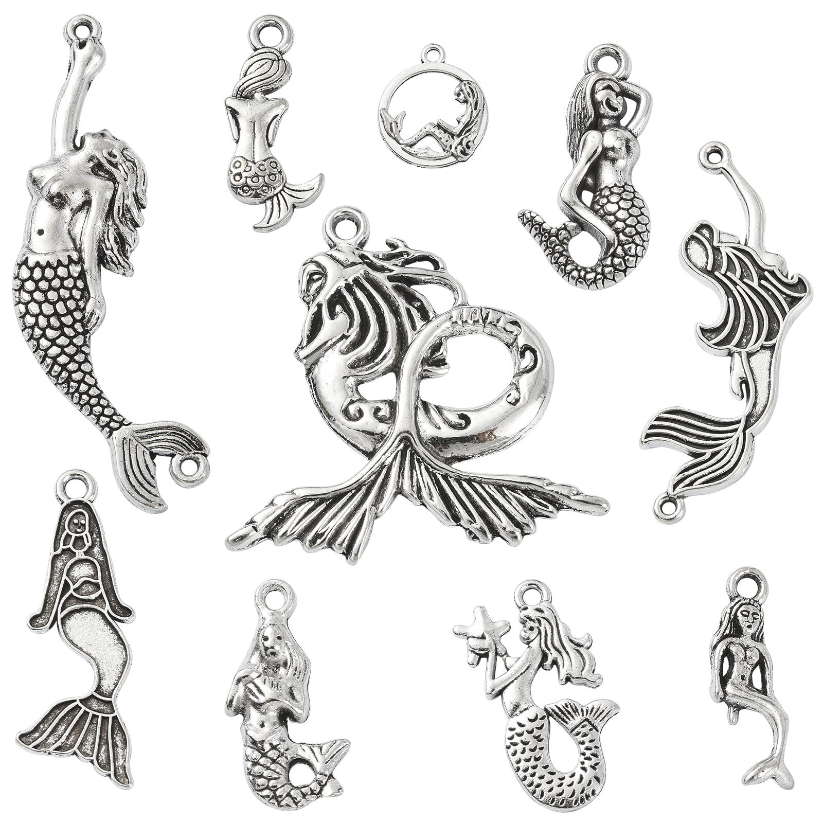 100 Pcs Mixed Ocean Sealife Mermaid Charms Pendants Little Priness ...