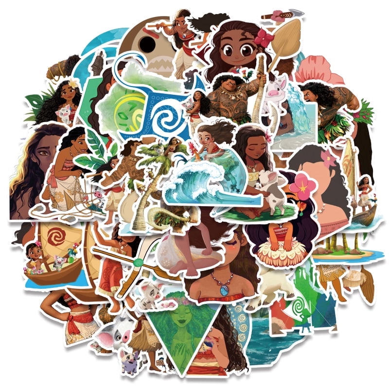 100 Pcs Moana Anime Stickers Cartoon Waterproof Stickers for Water ...