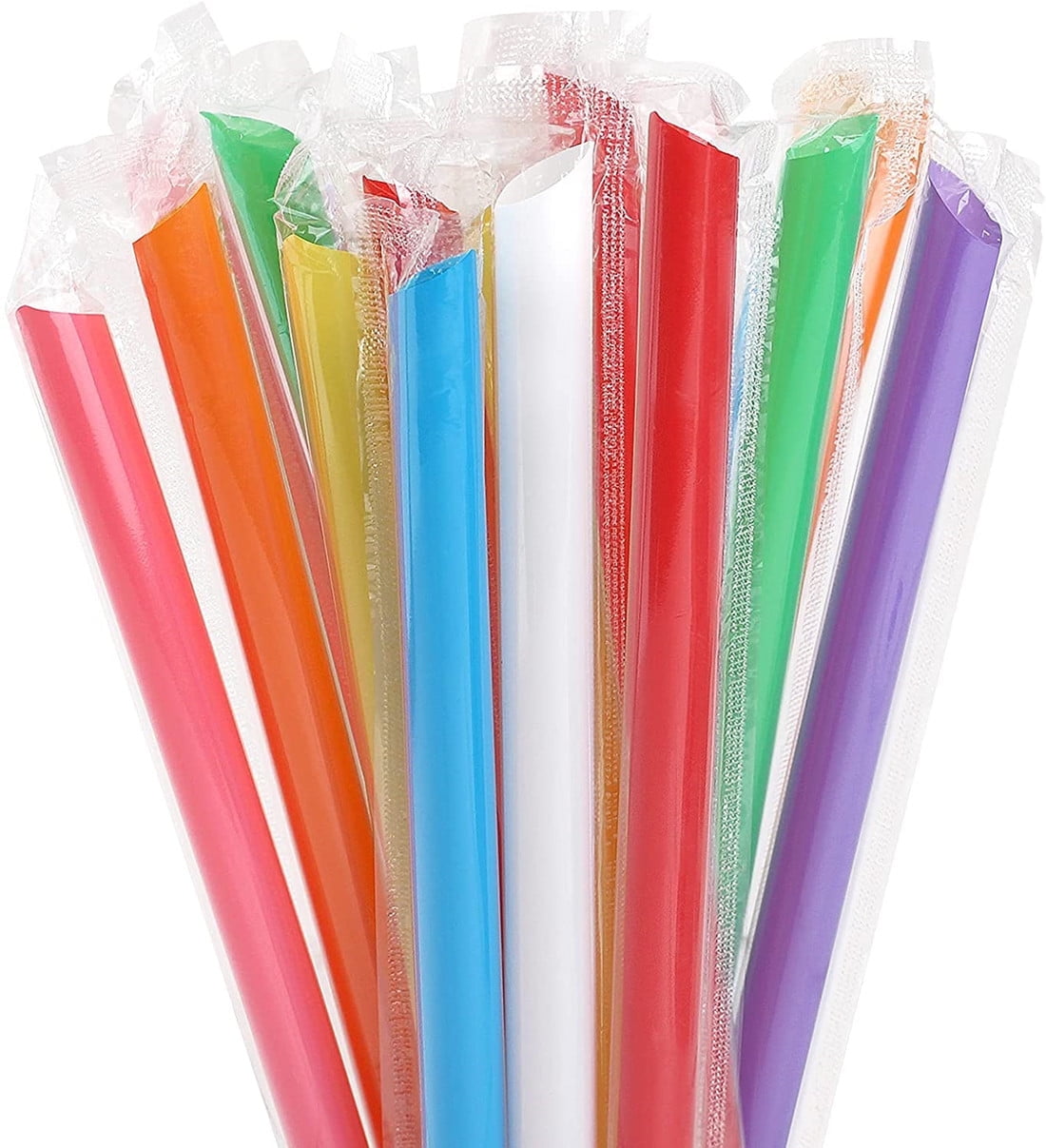 100 Pcs Multi Colors Jumbo Straws Plastic Drinking Straws Individually ...