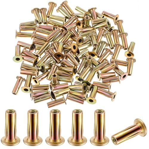 100 Pcs Multi-Grip Rivet-Nuts, 1/4-20 Rivet Nut Steel Pre-bulbed Shank ...