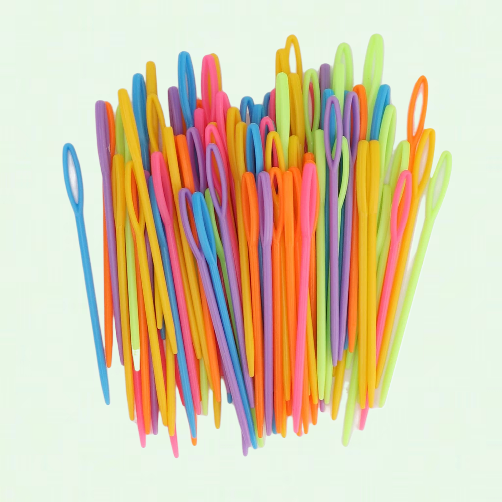 100 Pcs Multicolor Plastic Sewing Needles for Children, 9cm Crochet ...