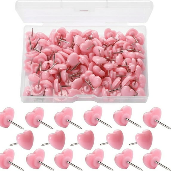 100 Pcs Multifunctional Heart Push Pins Map Heart Push Pins Map Tacks ...