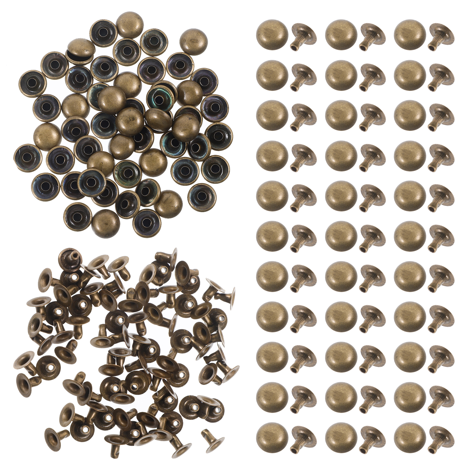 100 Pcs Mushroom Decor Rivets for Belts Metal Anti-rust Round Head Punk ...