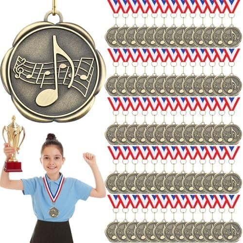 100 Pcs Music Medals Bulk - Double-Sided Engraving Pattern Music Award ...