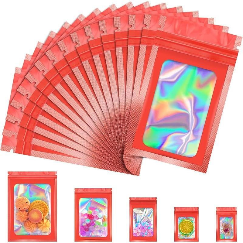 100 Pcs Mylar Bags, Smell Proof Bags with Clear Window, Resealable ...