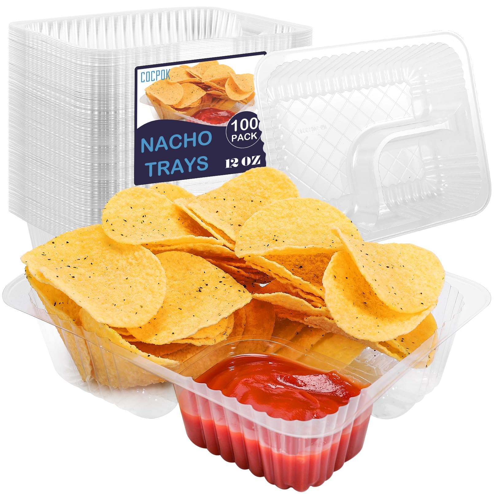 100 Pcs Nacho Trays Disposable,6X5 Inches Nacho Tray,Clear Plastic ...