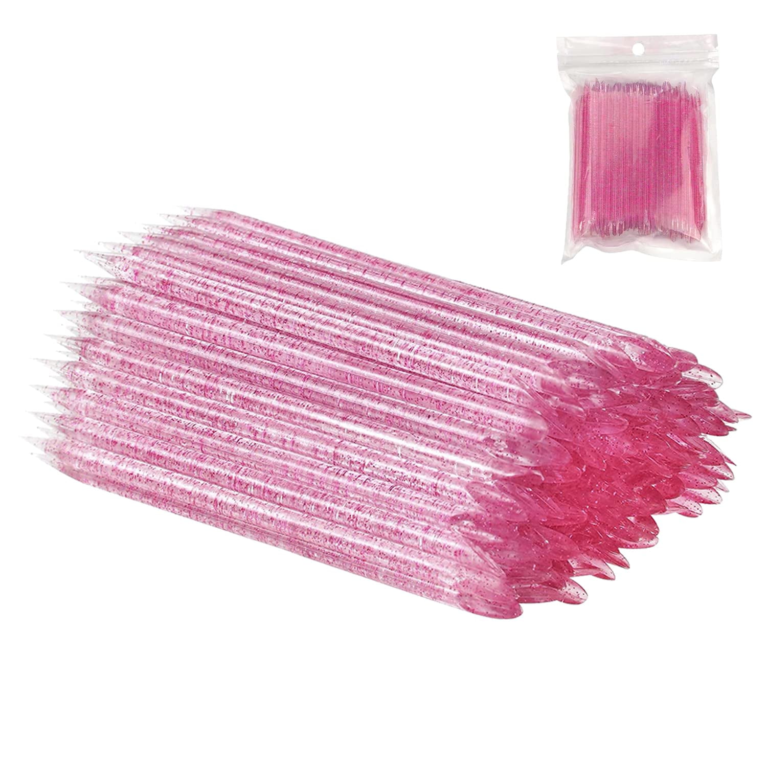 100 Pcs Nail Pink Sticks, Multi-Functional Double Heads Cuticle Pusher ...