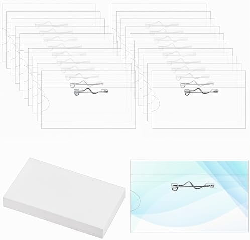 100 Pcs Name Tags Holders with Pin Clear Name Badge Holders with 100 ...