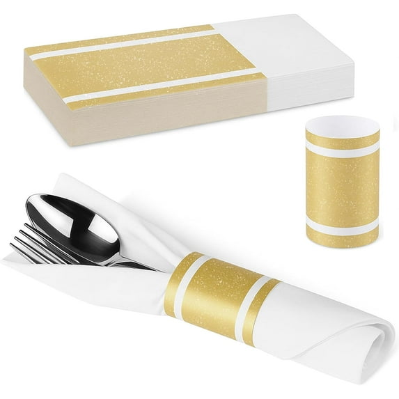 100 Pcs Napkin Bands - Paper Napkin Rings Self Adhesive,Silverware ...