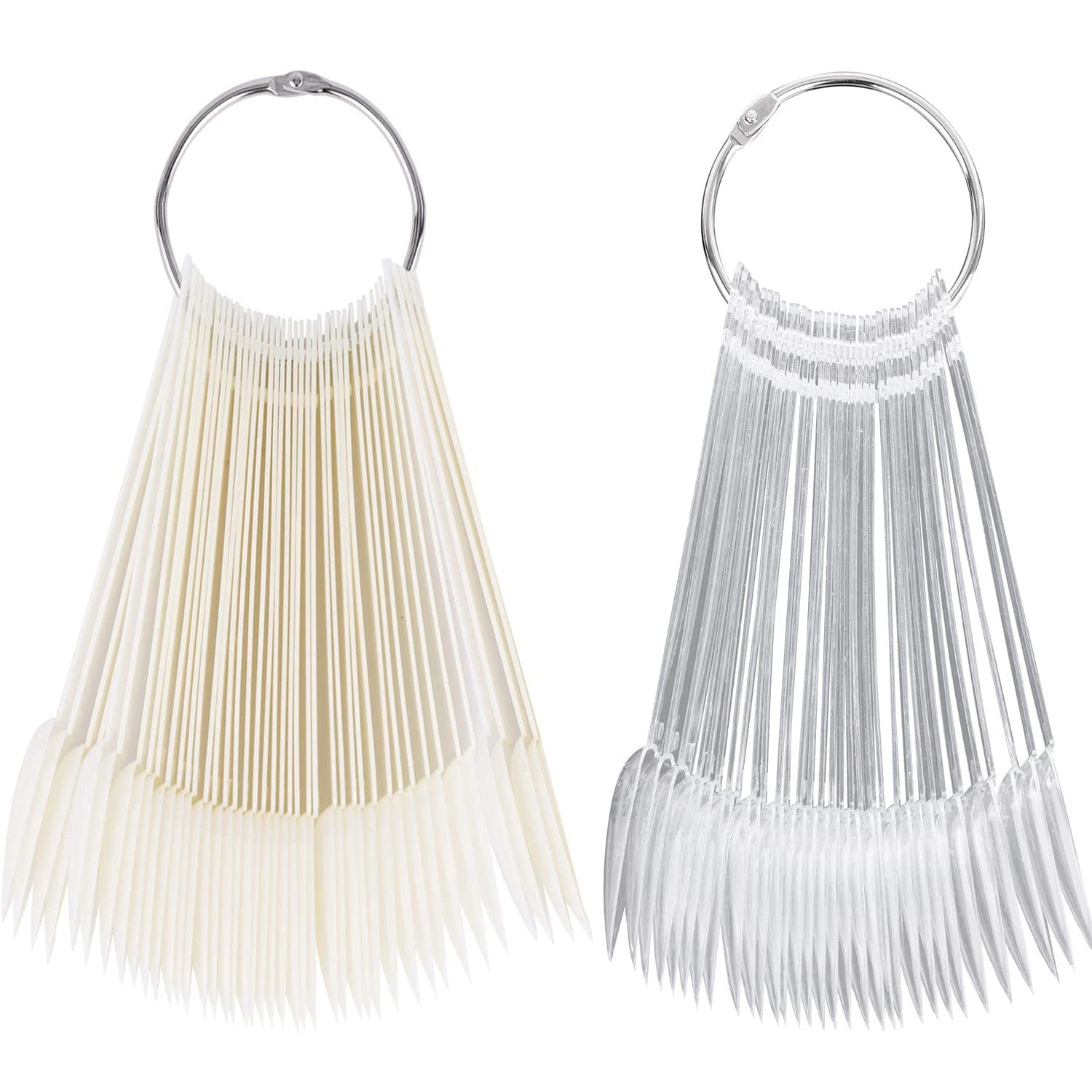 100 Pcs Natural and Clear Fan-shaped False Nail Swatch Sticks Nail Polish Practice Display Art ...