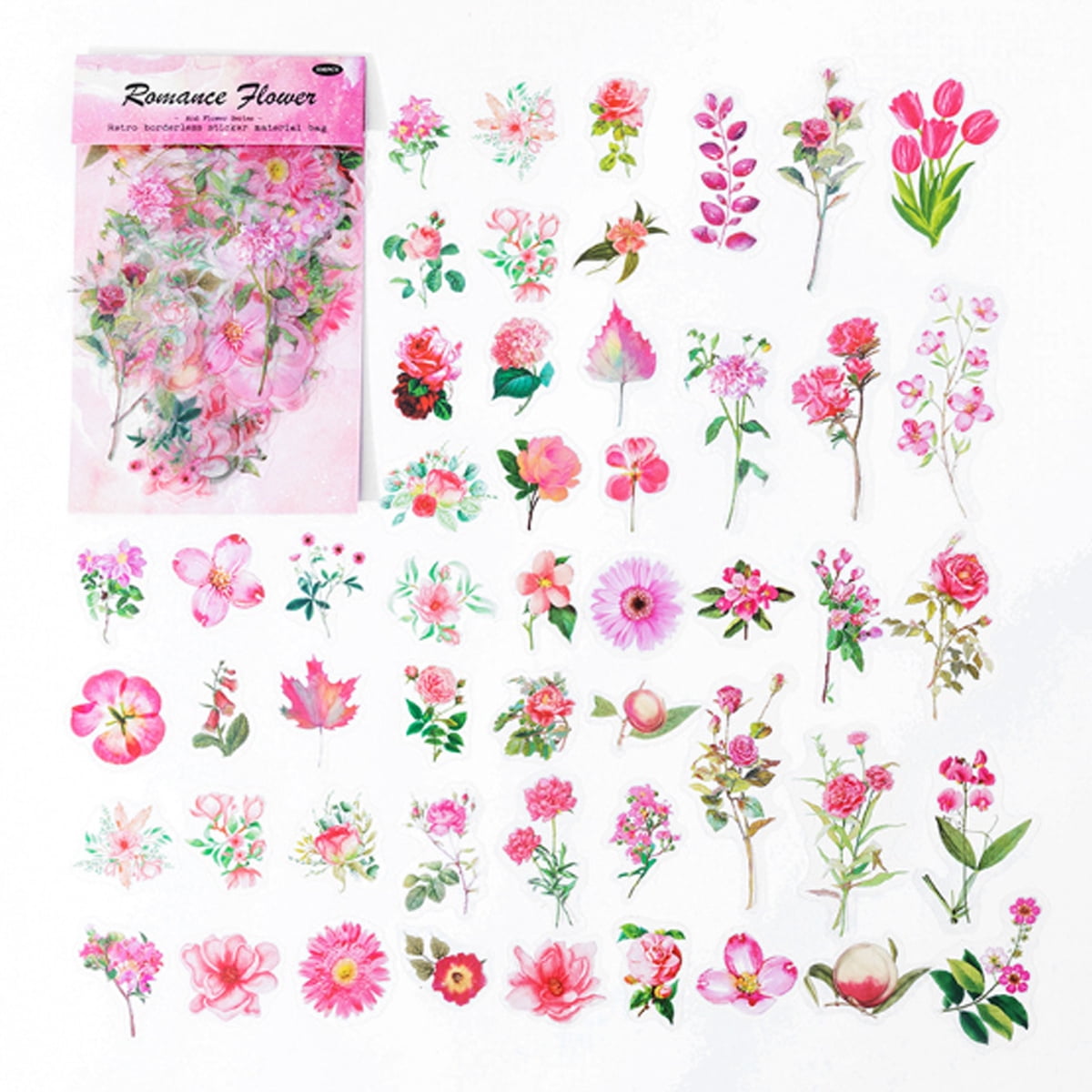 100 Pcs Natural Flower Stickers for Scrapbooking Retro Art Plant ...