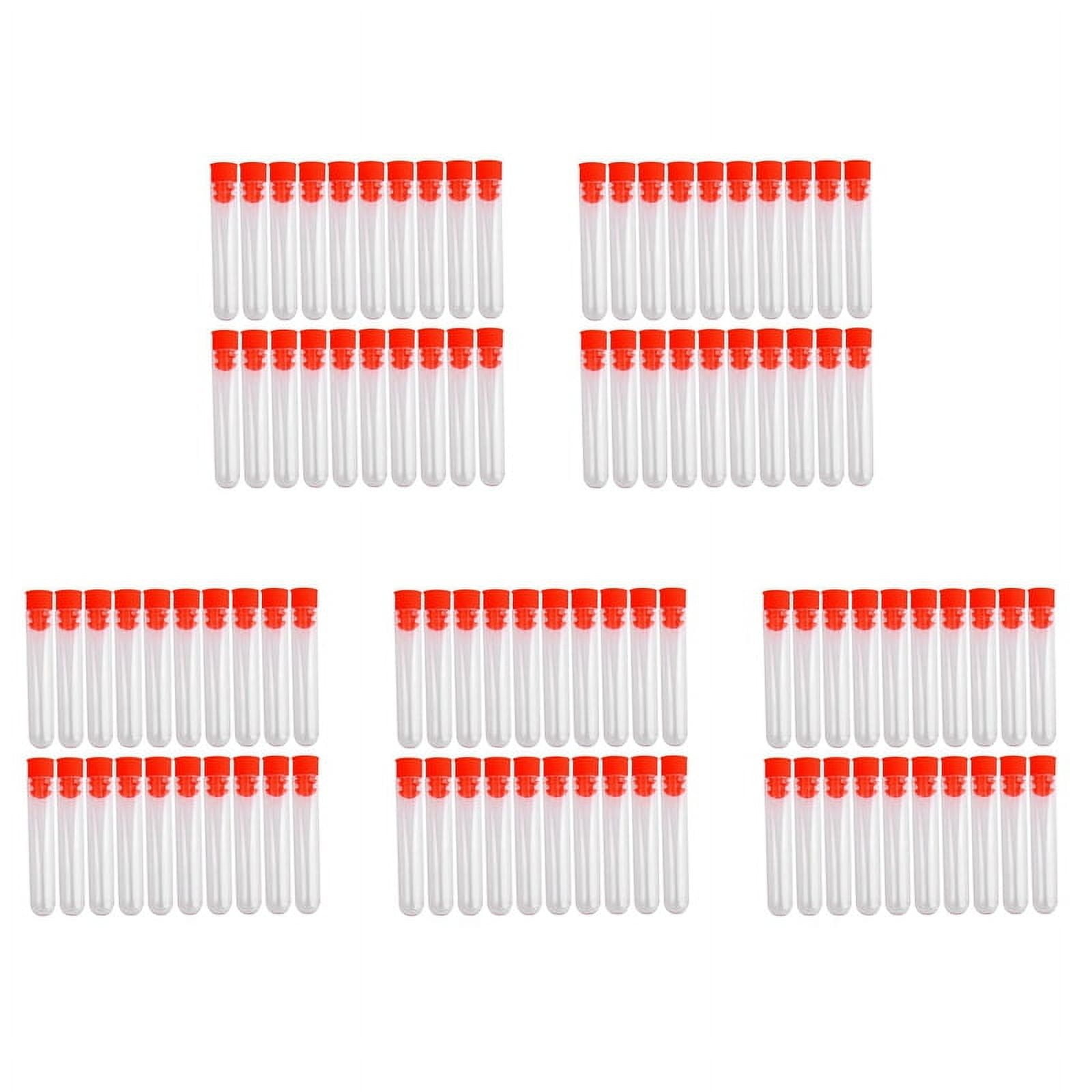 100 Pcs Non-Completed Plastic Test Tubes Lab Test Tool with Screw Cap ...