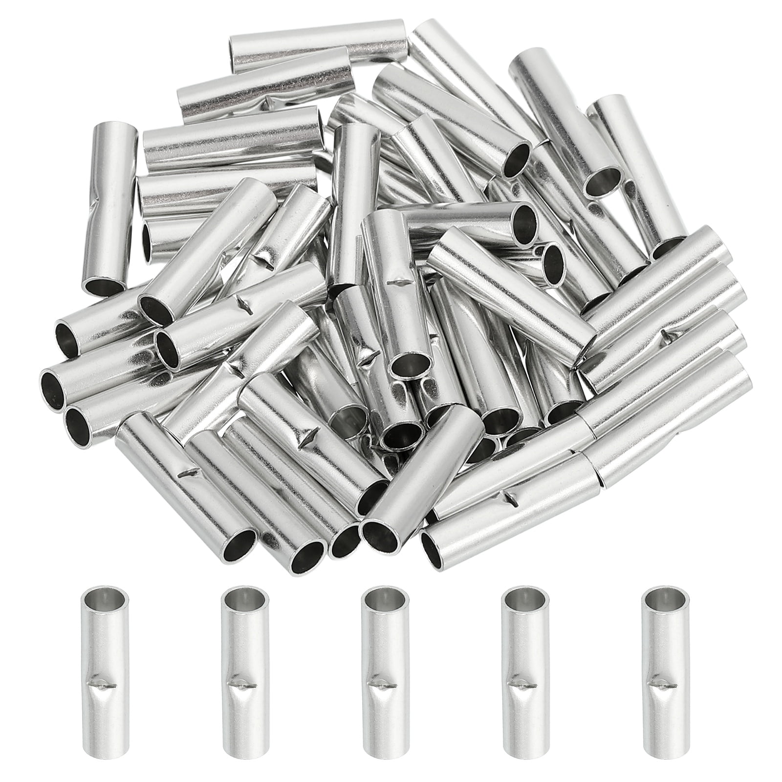 100 Pcs Non Insulated Butt Connectors 16-14AWG Wire Connector BN2 for ...