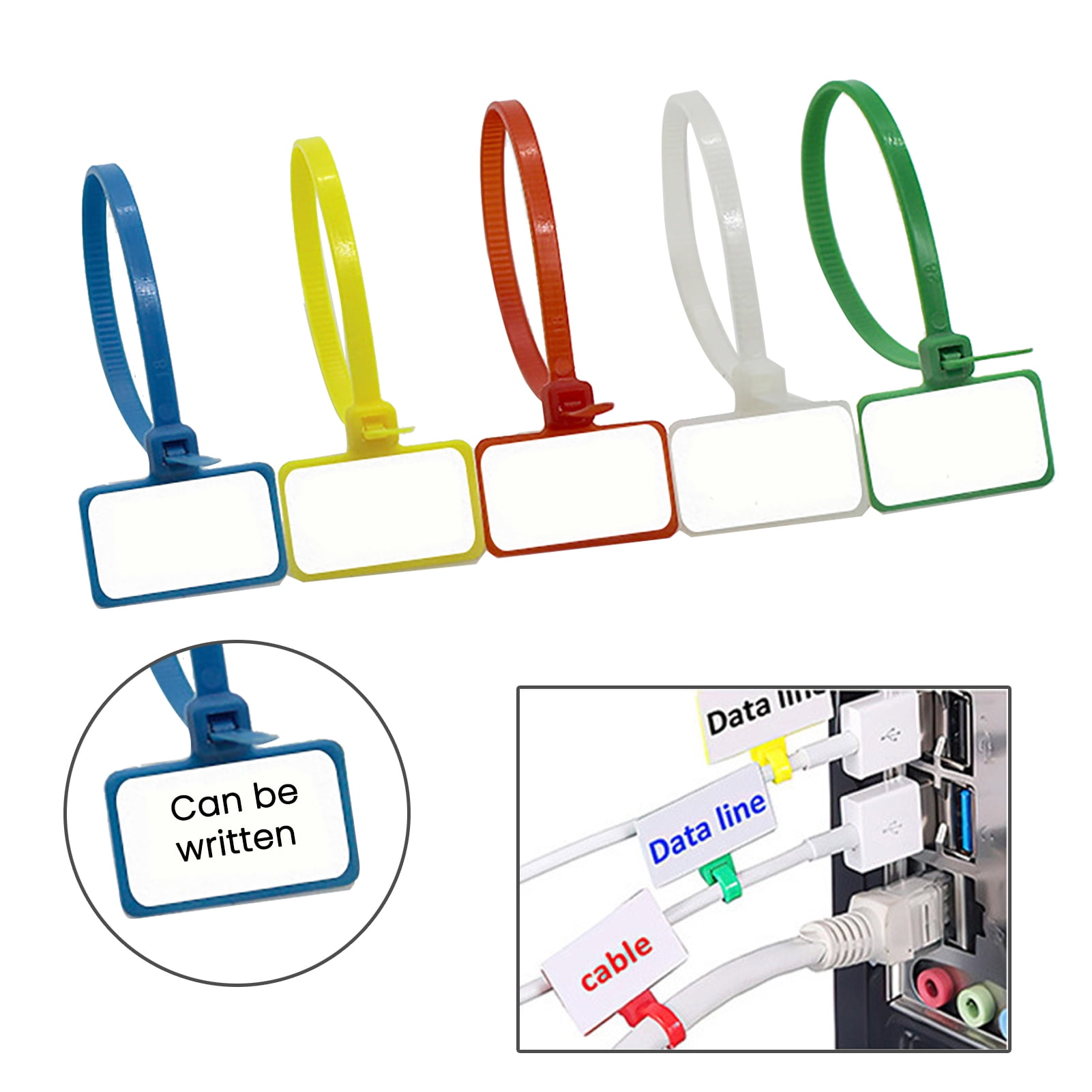 100 Pcs Nylon Marker Cable Zip Ties Self-Locking Zip Tags with Write on ...