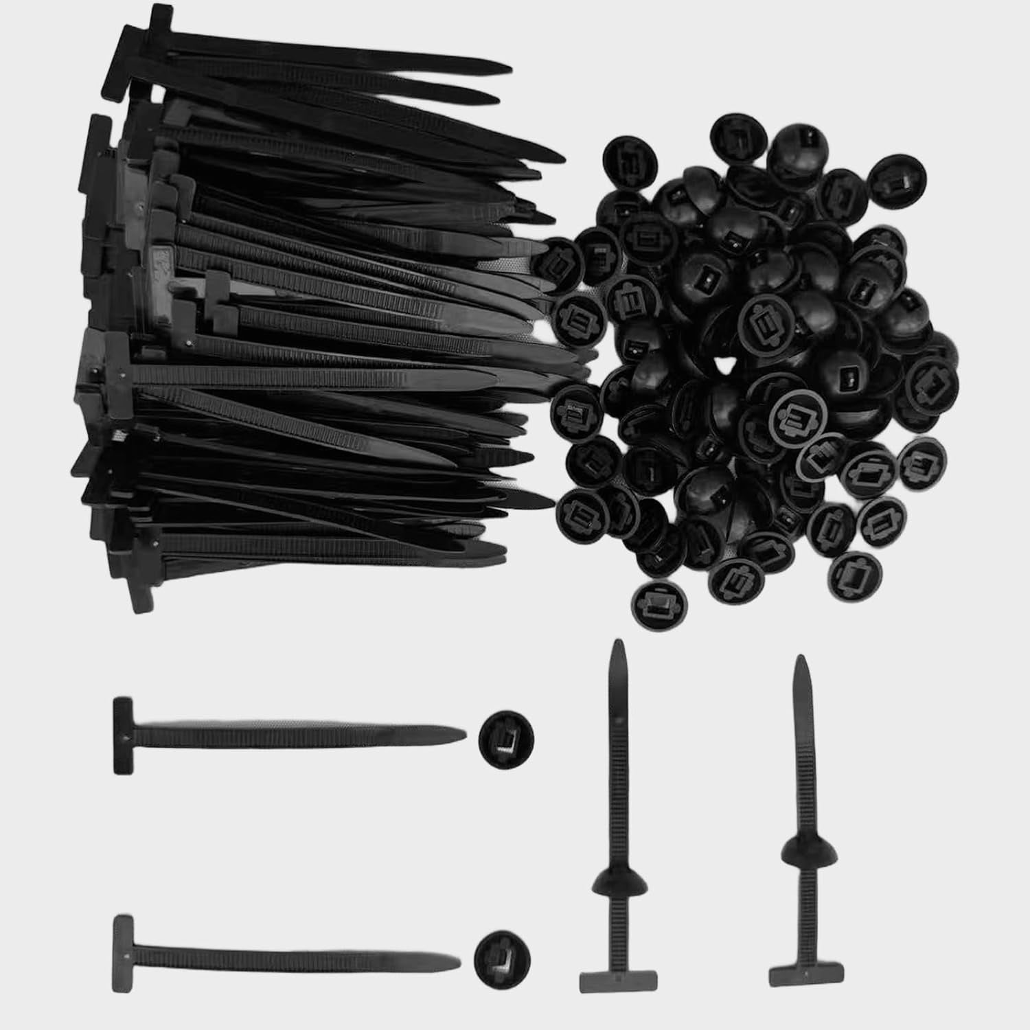 100 Pcs Nylon Universal Cable Tie Buckle – Heavy Duty Sided Snap Fit ...