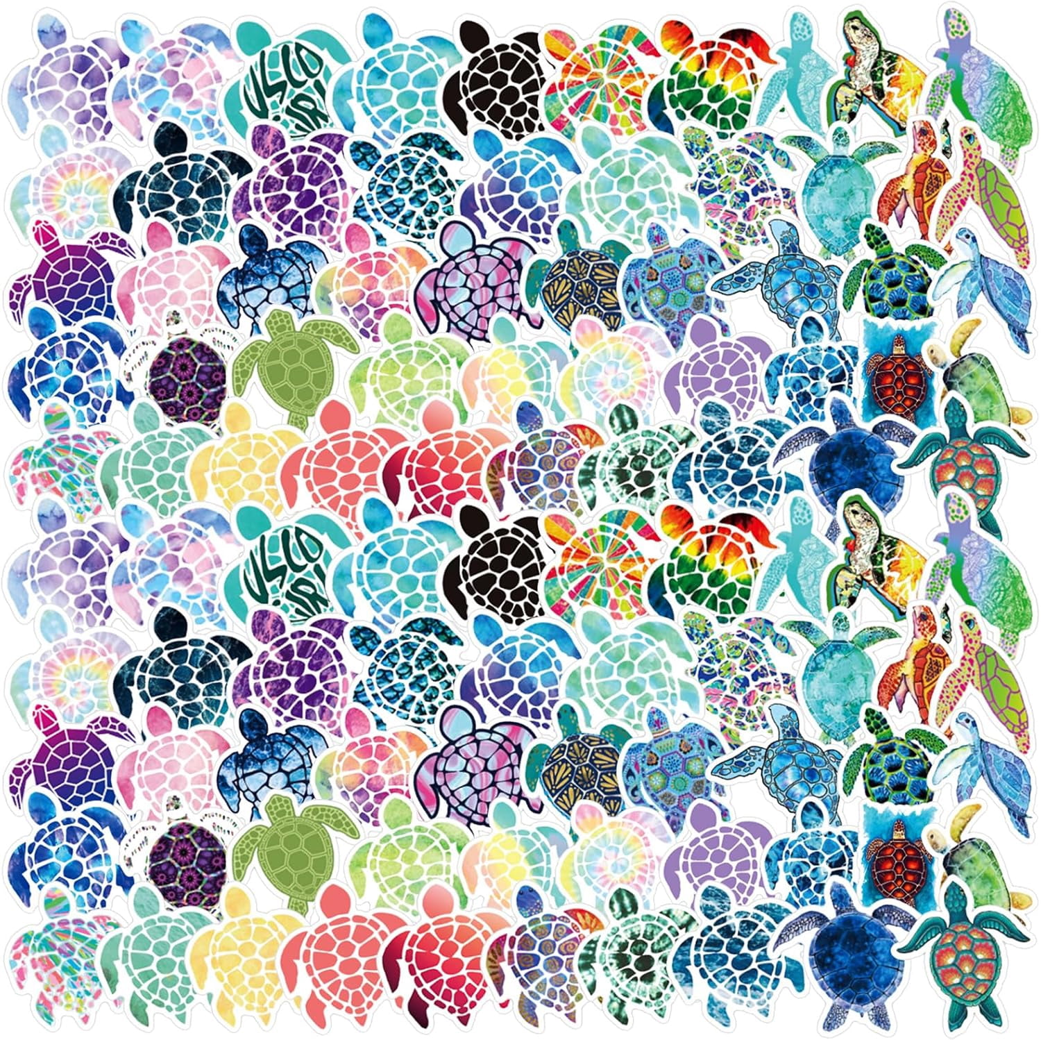 100 Pcs Ocean Sea Turtle Stickers Colorful Luggage Stickers Waterproof ...