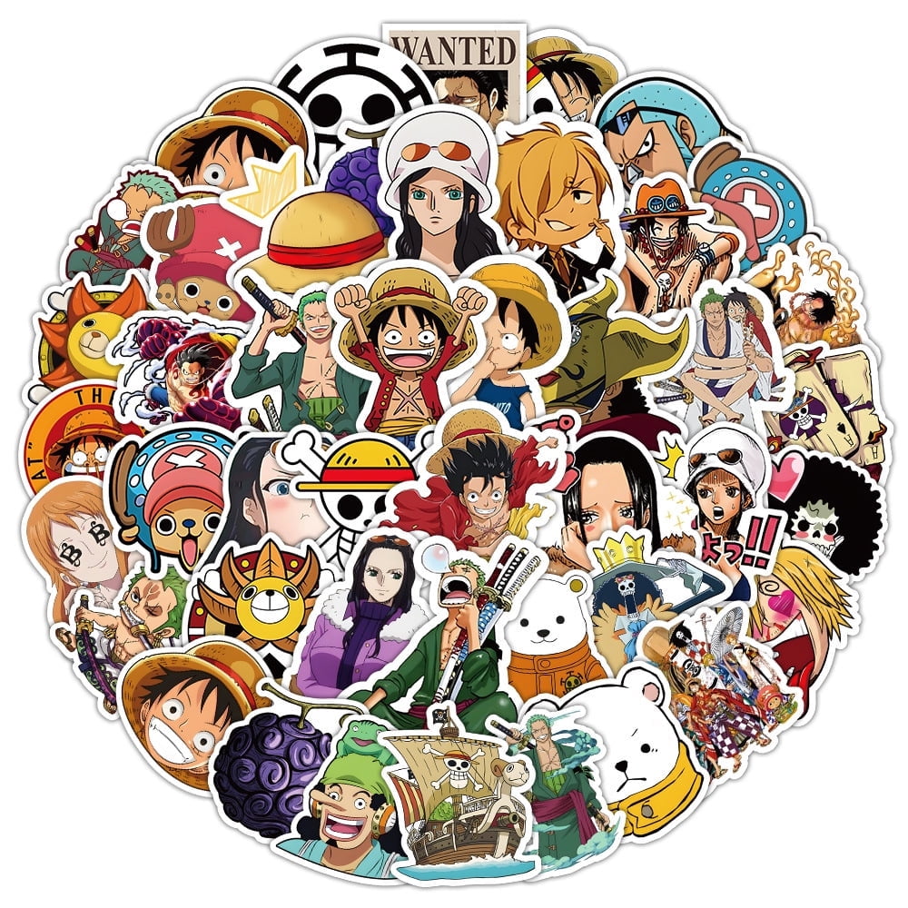 100 Pcs One Piece Anime Stickers Cartoon Waterproof Stickers for Water ...