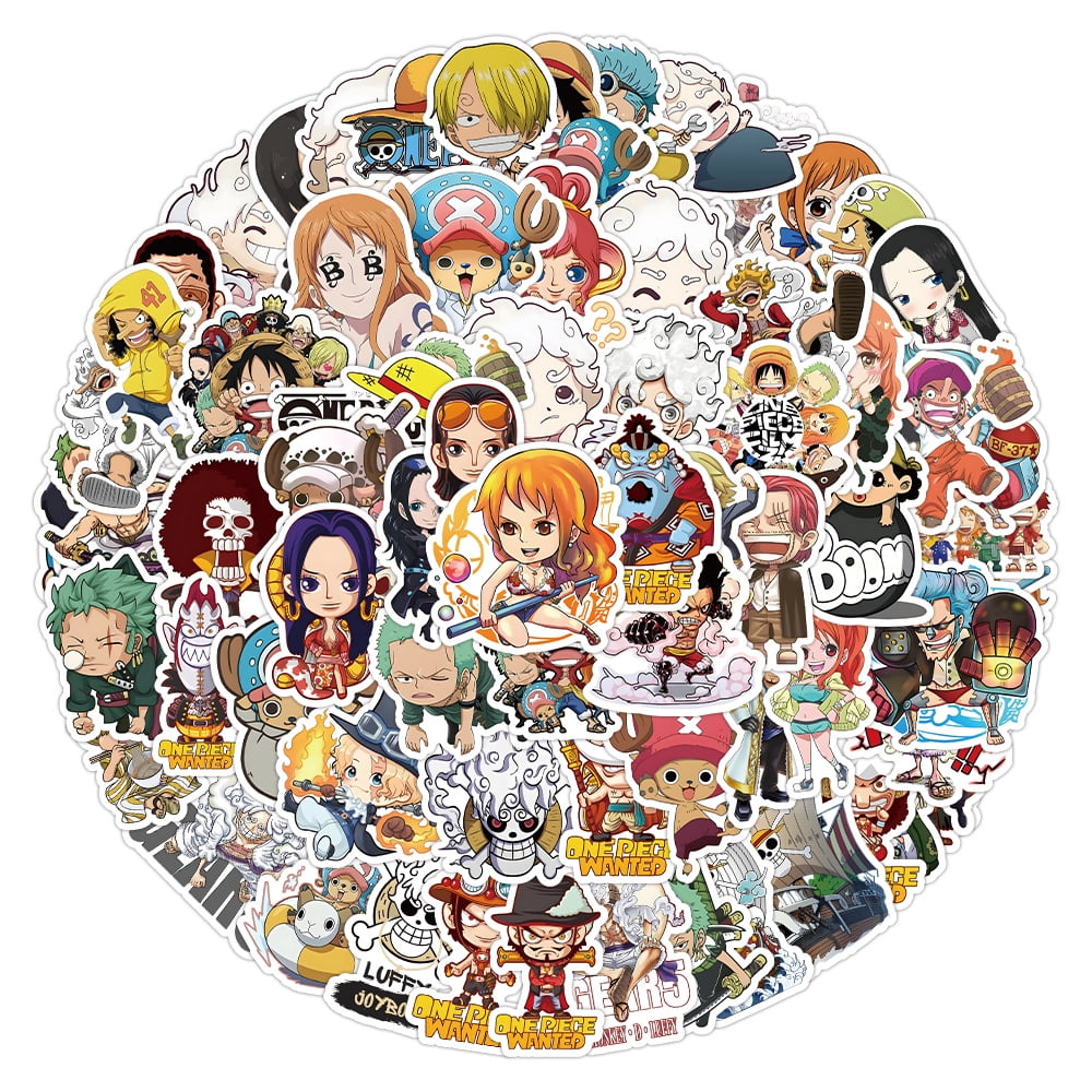 100 Pcs One Piece Cartoon Stickers Waterproof Vinyl - Decals for Water ...