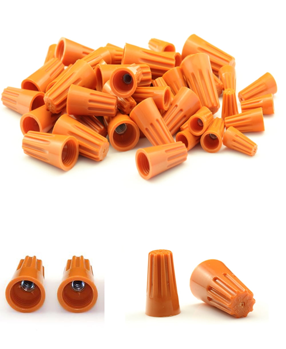 100 Pcs Orange 12.5x22mm Electrical Wire Connectors Screw Terminals ...