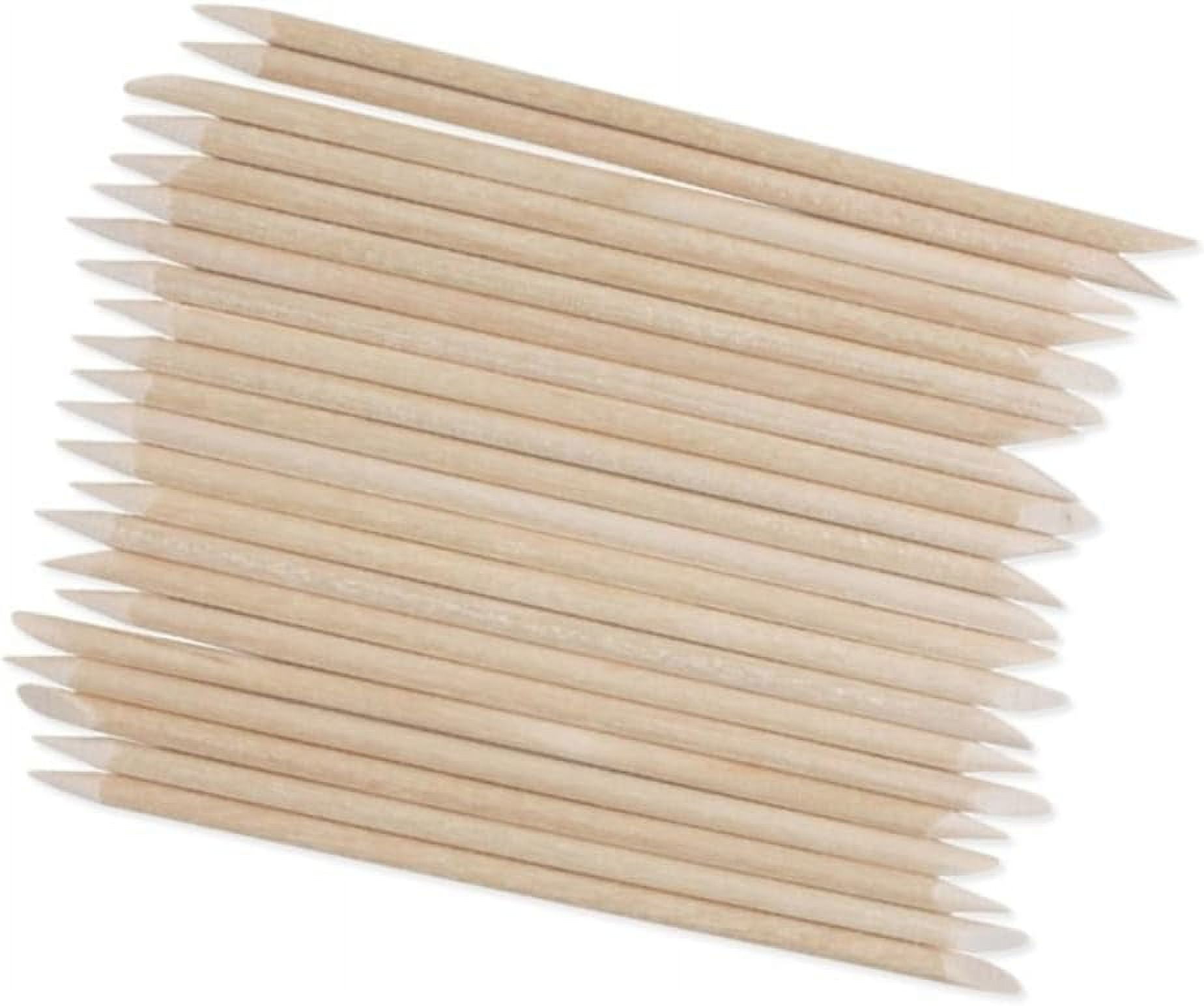 100 Pcs Orange Wooden Sticks Metal Cuticle Pusher Wooden Toothpicks ...