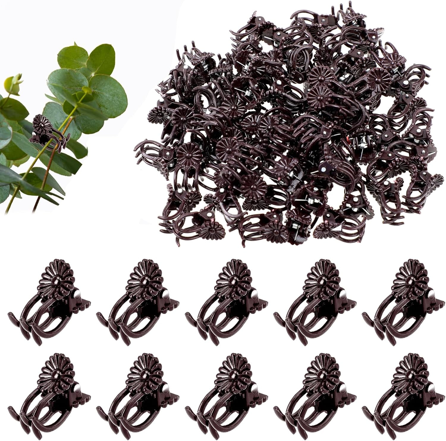 100 Pcs Orchid Clips for Plants Support Brown Plant Clips Orchid Clips ...