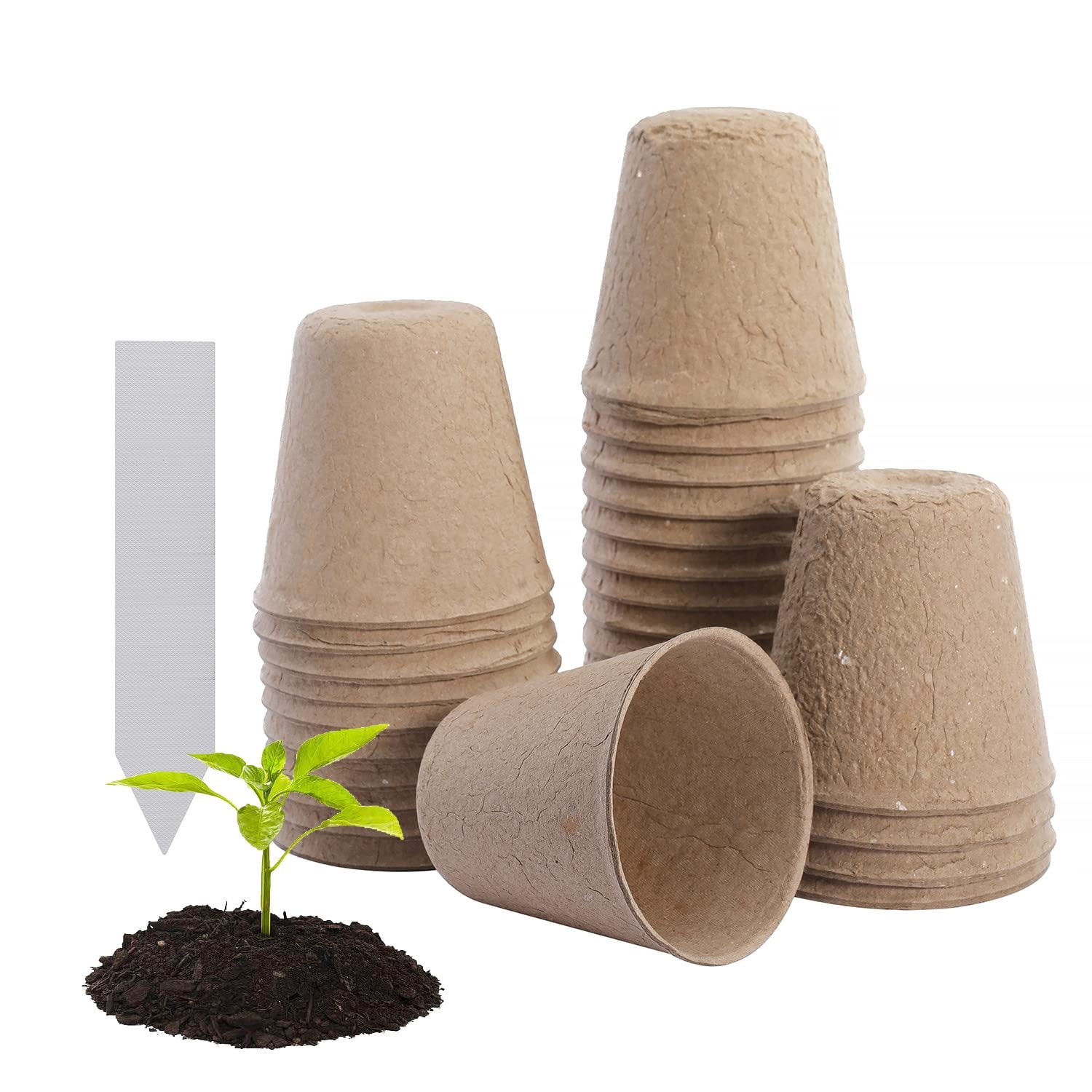 100 Pcs Organic Peat Pots, Round Nursery Pot, 3.15" Plant Seedling Pots ...
